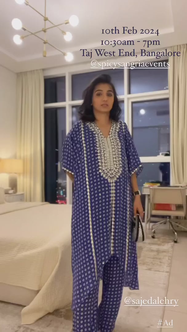 TARANA BANDHANI - BLUE – Sajeda Lehry Design Studio